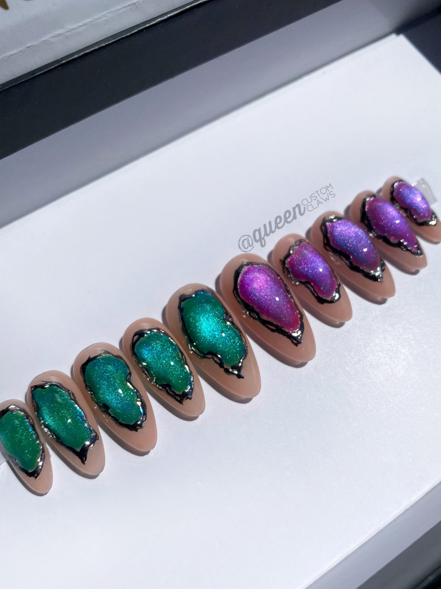 Uncut Gems- press on nails – Queen Custom Claws