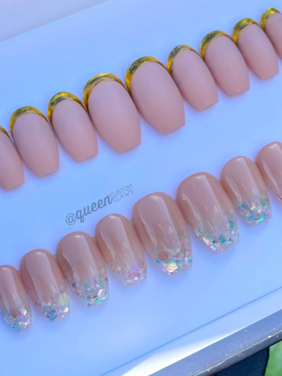Gold Cuffed Cuticle- Neutral press-on nail – Queen Custom Claws