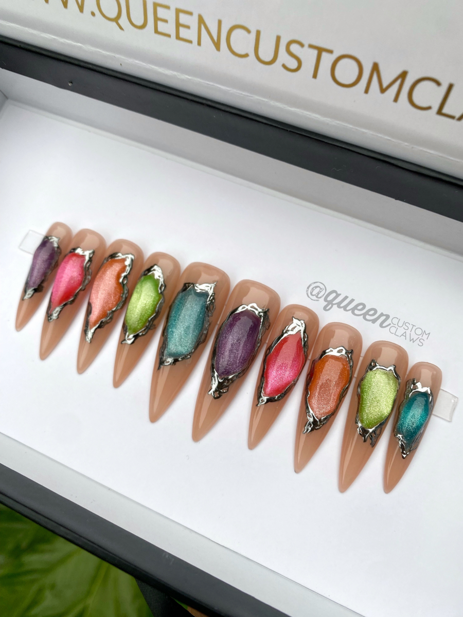 Uncut Gems- press on nails – Queen Custom Claws