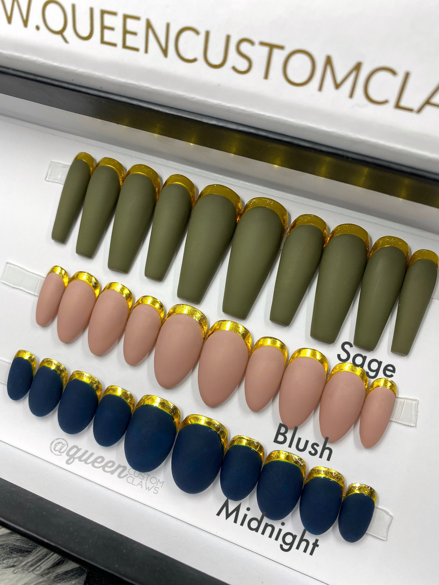 Gold Cuffed Cuticle- Neutral press-on nail – Queen Custom Claws